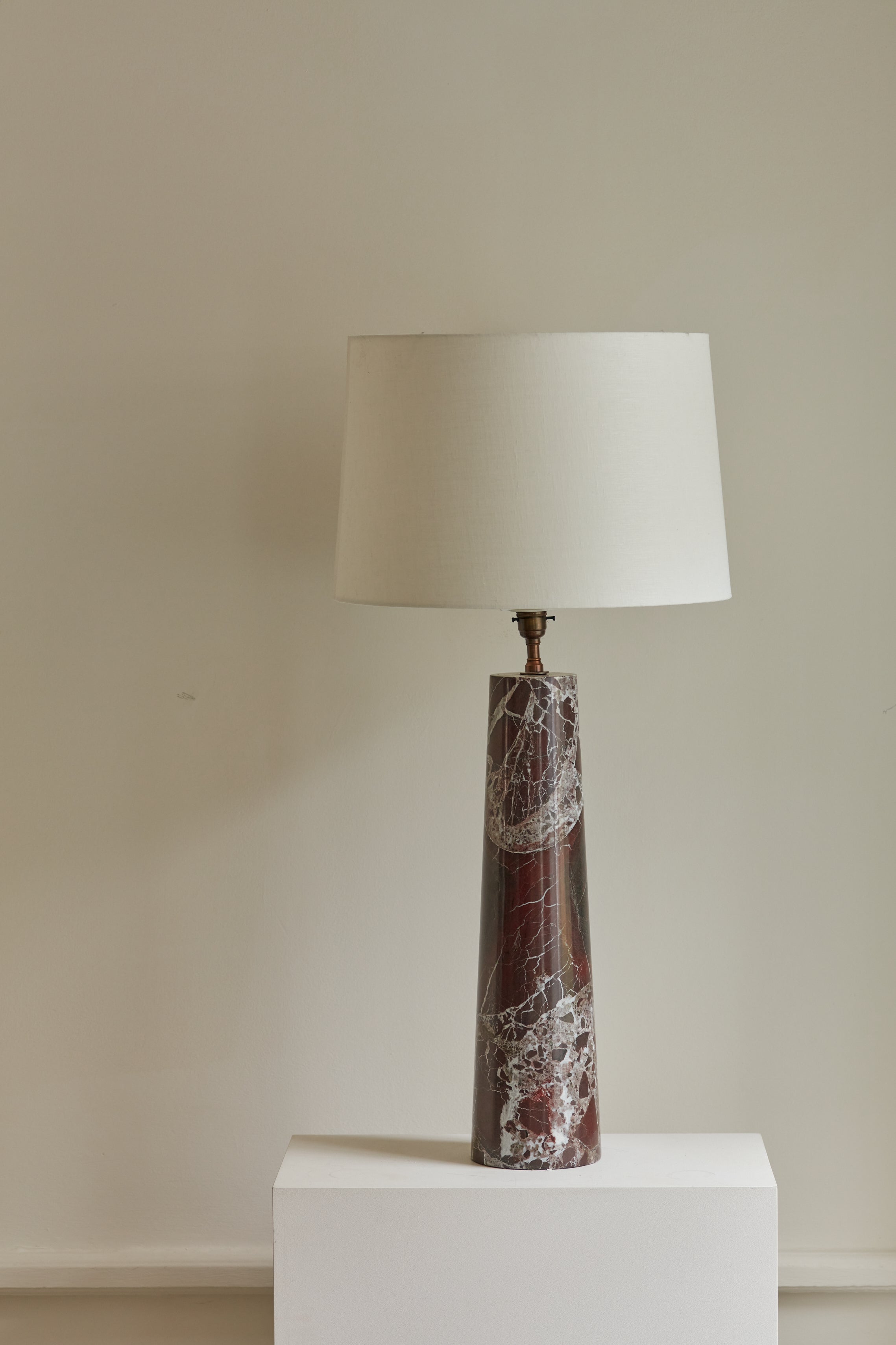 Large, Conical Table Lamp in Rosso Lepanto Marble – AlbionNord