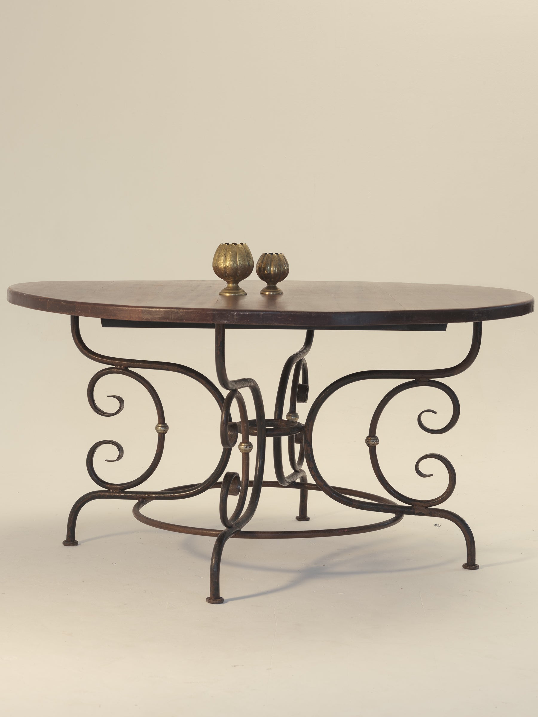 Ornate French Iron Work Table with Brass Accents – AlbionNord